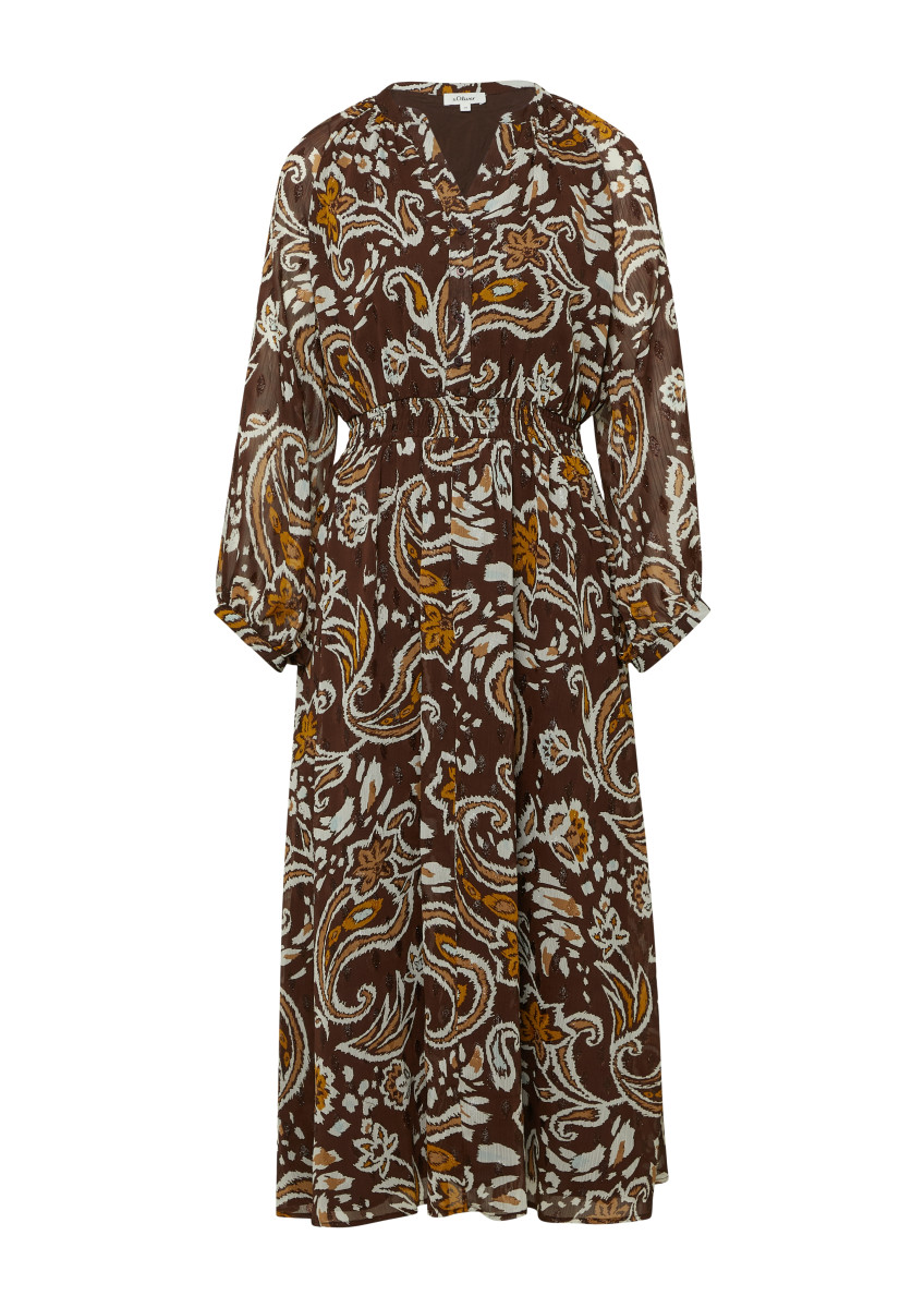 s.Oliver Red Label Chiffonkleid mit Effektgarn im Relaxed Fit - braun ...